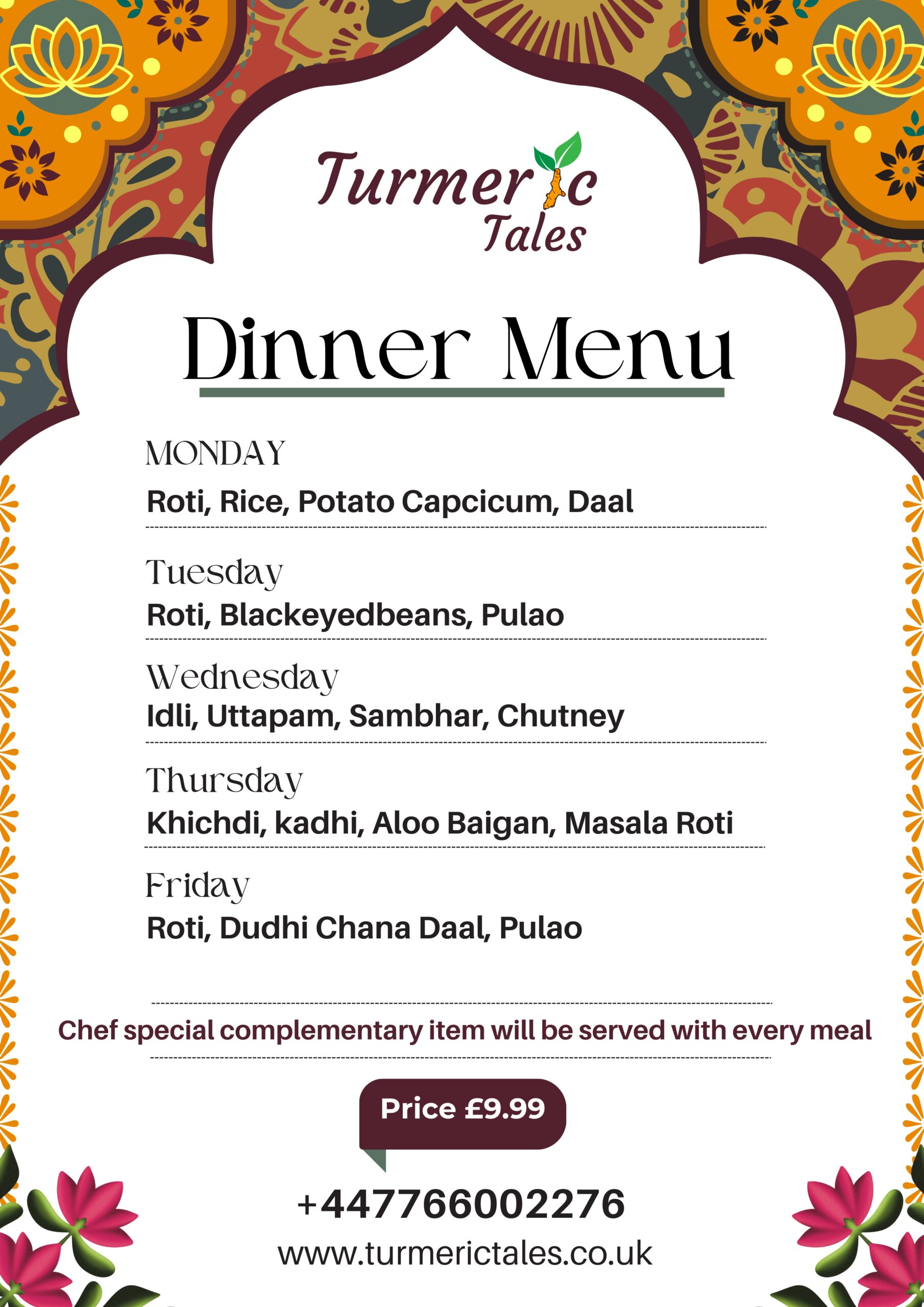Weekly Menu – Turmeric Tales